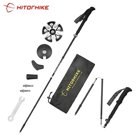 Hitorhike Carbon Fiber Walking Sticks Camping Hiking Ultralight Folding