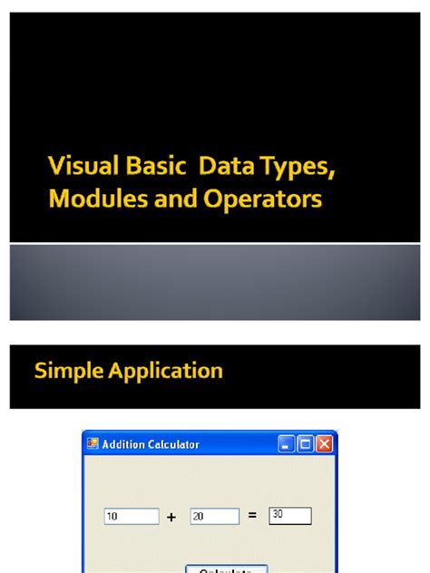 pdf visual basic data types modules and operators dokumen tips