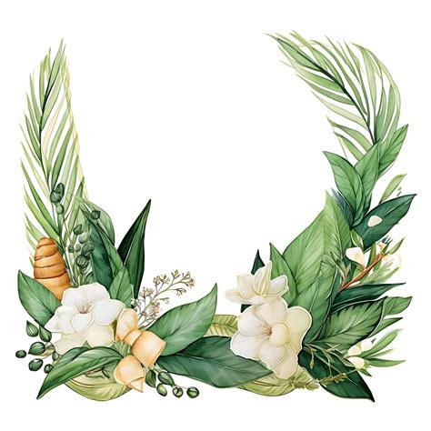 Premium Photo Watercolor Of Tropical Palm Leaf Frame With Wedang Jahe