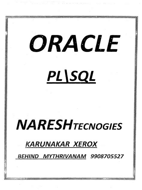 Plsql Naresh Technologies Manual Notes Pdf
