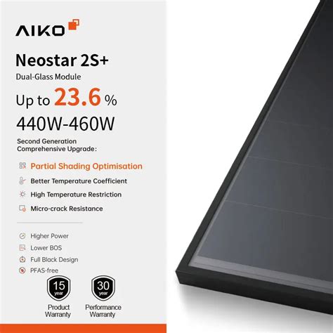 Aiko Neostar 2s Dual Glass Solar Panels 440w 460w N Type Abc Bifacial