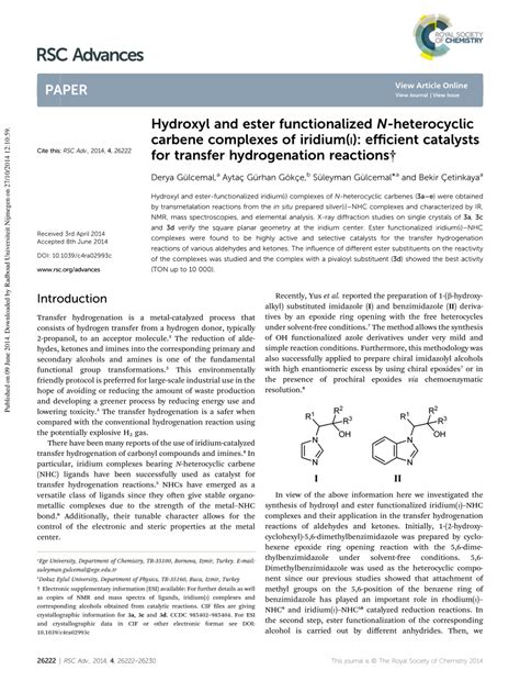 Pdf Cheminform Abstract Hydroxyl And Ester Functionalized N