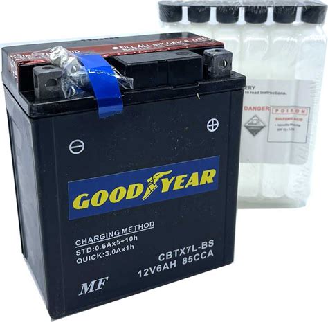 Goodyear მოტოციკლის აკუმულატორი Cbtx7l Bs 12 ვოლტი 6 ამპერი საათში