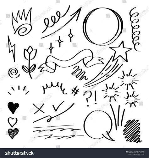 Set Hand Drawn Black Doodle Elements Stock Vector Royalty Free
