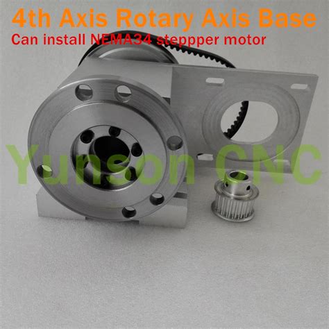 CNC 4th Axis Hollow Shaft Rotary Axis Base With 100mm Diameter Connected Plate For NEMA34 Motor