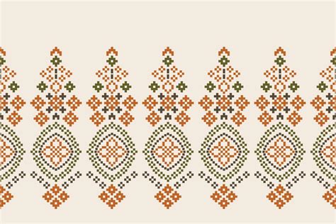 Cross Stitch Pattern Fabric Pattern Design Brown Cream Color Motif