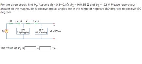 solved for the given circuit find vs assume