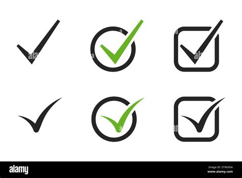 set of flat buttons green checkmarks circle and square hard and rounded corners vector