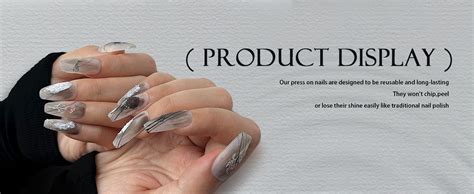 Wsliana Handmade Press On Nails Medium Almond Acrylic Fake
