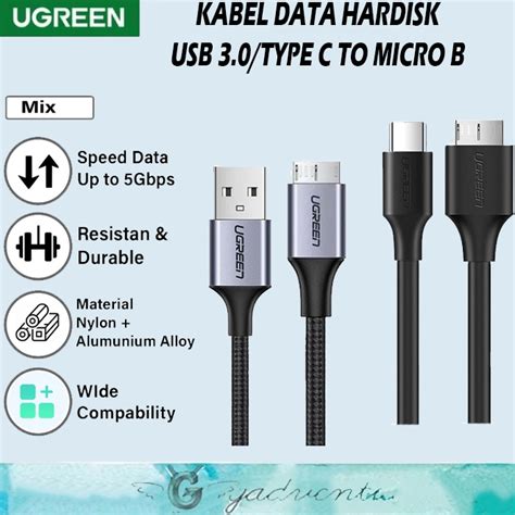 Jual Ugreen Kabel Data Hardisk Usb C To Micro B Dan Usb 30 To Micro B