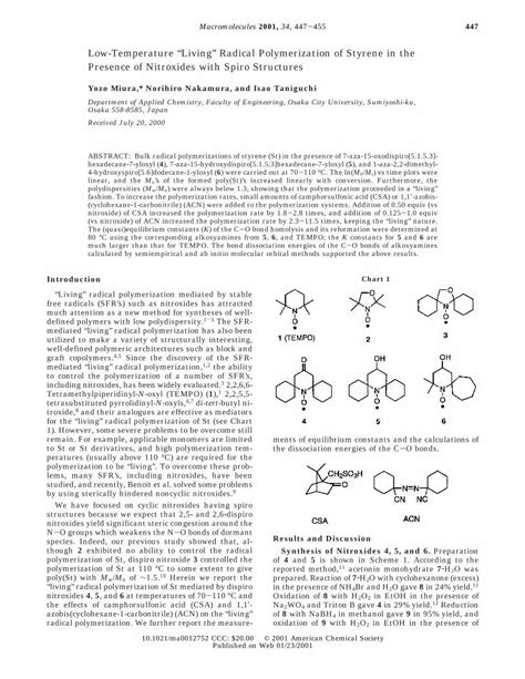 Pdf Low Temperature “living” Radical Polymerization Of Styrene In The