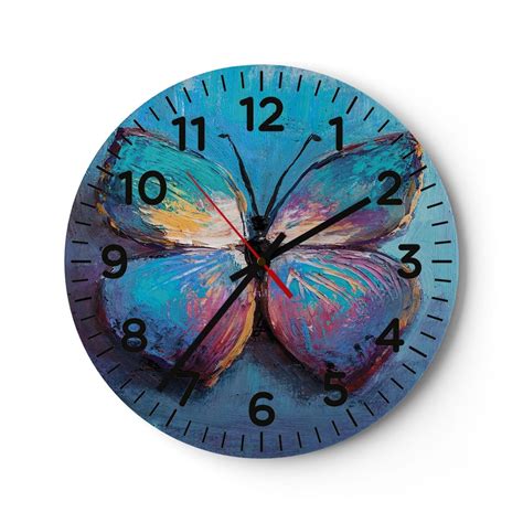 Zegar ścienny W pełnej krasie 30x30 cm Zegar na szkle Motyl