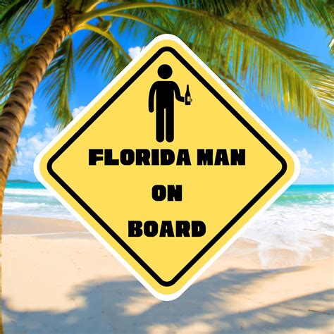 Florida Bumper Sticker Florida Man On Board Car Window Etsy