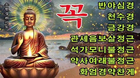 【소원성취기도】금전운 과 소원을 들어주는 불경 🙏 천수경 반야심경 신묘장구대다라니 Youtube