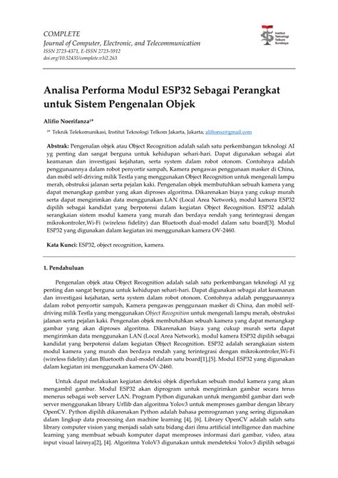 Pdf Analisa Kelayakan Modul Esp32 Sebagai Kamera Untuk Pengenalan