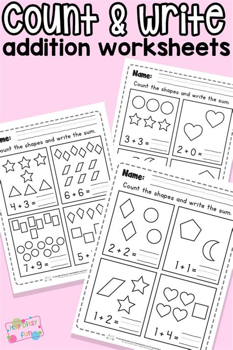 Count And Write Single Digit Addition Worksheets Itsy Bitsy Fun