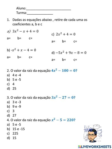 Equaçao do 2º grau online worksheet School subjects Videos tutorial