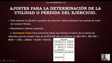 Ajustes para la determinación de la utilidad o perdida del ejercicio