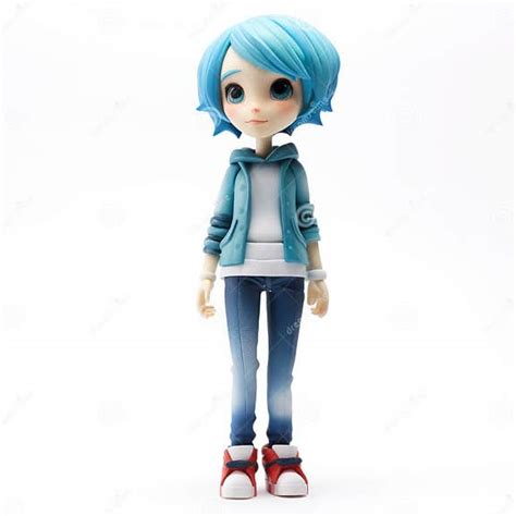 Playful Blue Hair Doll In Kazuki Takamatsu Style Stock Illustration