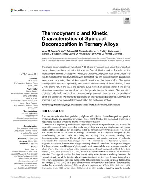 Pdf Thermodynamic And Kinetic Characteristics Of Spinodal