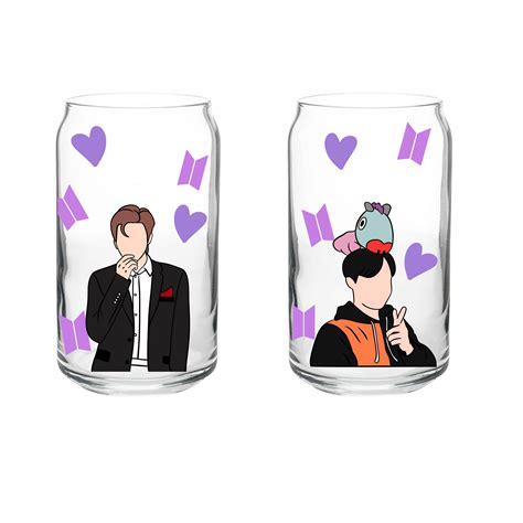 Bts Custom Fan Art Design Armys T Bias Bts Glass Beer Can
