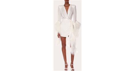Bronx And Banco Geisha Feather Mini Dress In White Lyst