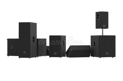 Speakers Audio Loud Black Woofer Front View Stock Illustration