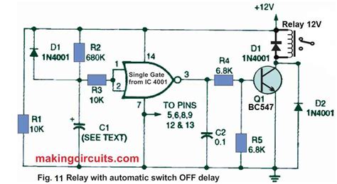 Simple Relay Delay Timer Circuits Using IC Making Easy Circuits