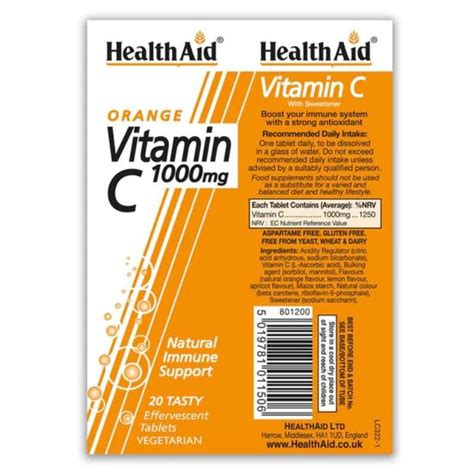 Health Aid Vitamin C 1000mg Orange Effervescent Tablets