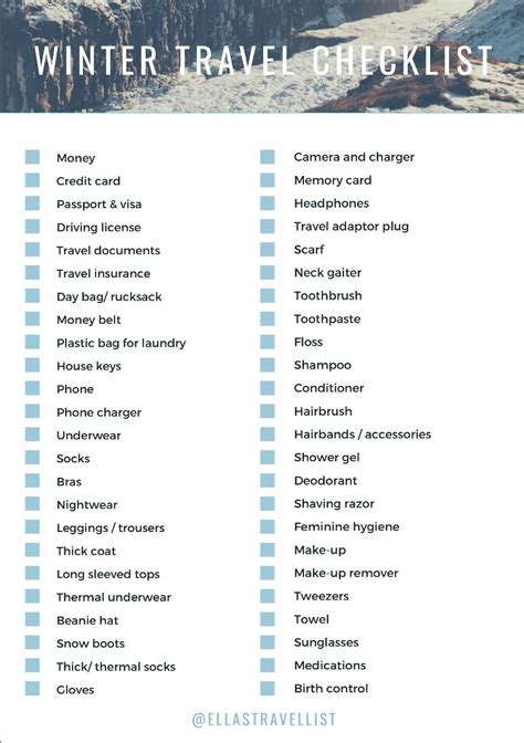 Winter Travel Packing Checklist Artofit