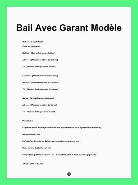 Bail À Construction Modèle