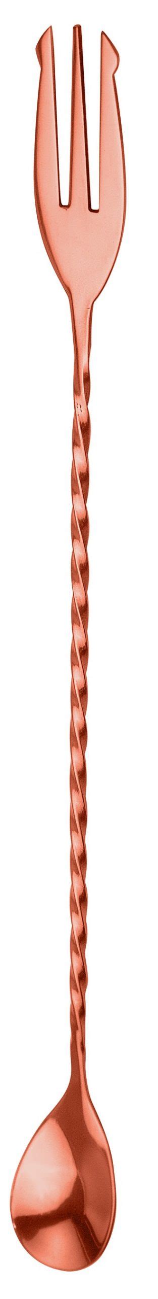 Copper Cocktail Spoon With Fork Mezclar Cocktail Spoon Glassjacks Ltd