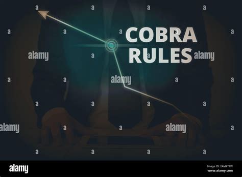 Writing Note Showing Cobra Rules Business Concept For Continuing Group