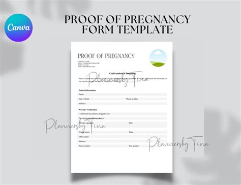 Editable And Printable Proof Of Pregnancy Form Template Pregnancy