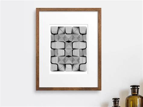 Striking Moiré Pattern Plotter Art Intricate Pen and Ink Drawing Modern Geometric Wall Art With