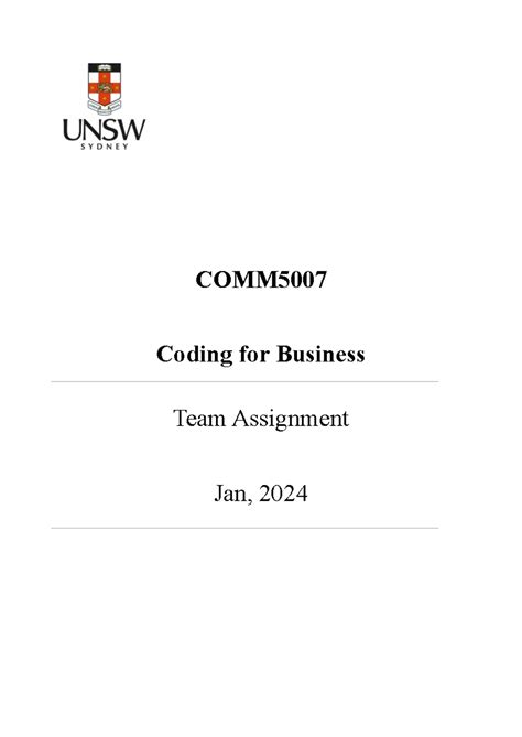 Comm5007 Team Assignment Jan 2024 Comm Coding For Business Team