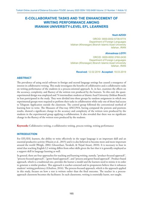 Pdf E Collaborative Tasks And The Enhancement Of Writing Performance