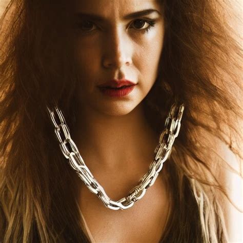 Portrait Of A Woman Sliver Chains Sliver Hair Natural Light