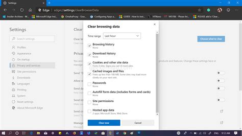 Clear Browsing Data In Microsoft Edge In Windows