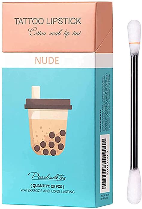 Zitoop 20pcs Tattoo Lipstick Cotton Swab Lip Tint Nude Waterproof