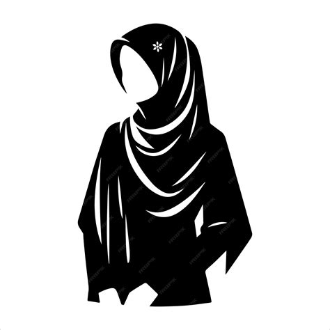 Hijab Style Standing Woman Silhouette Vector Hijab Style Fashion Vector Illustration Premium