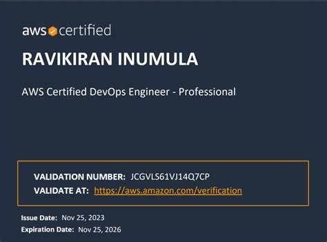 Ravi Kiran On Linkedin Aws Devops Certificationsuccess Perseverance Hclopportunity