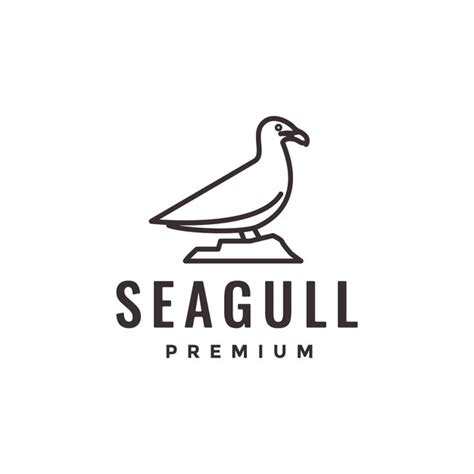 Premium Vector Bird Sea Ocean Beach Seagull Rock Stone Line Minimal Logo Design Vector