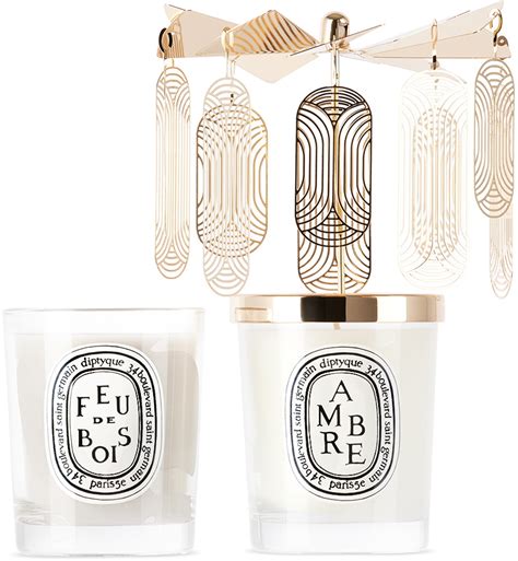 Diptyque Holiday Carousel Ambre And Feu De Bois Candle Set Diptyque