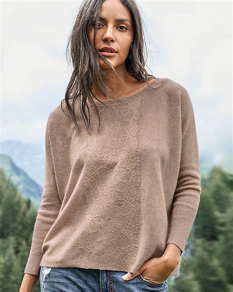 Lace Inlay Cashmere Sweater Garnet Hill