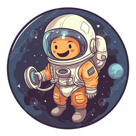 رائد فضاء لطيف في قصاصات فنية الفضاء المتجه تصميم ملصق مع رائد فضاء