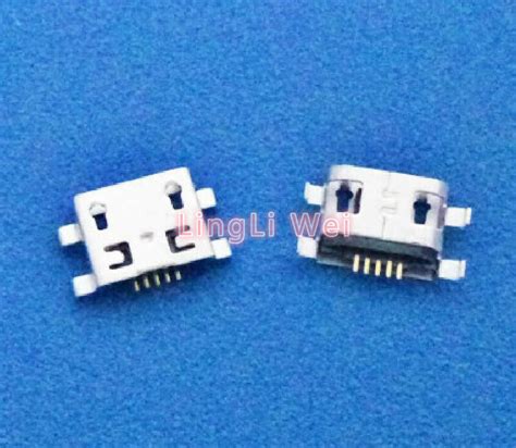 마이크로 Usb 잭 커넥터 타입 B 암 5 핀 테일 보드 08mm 타입 솔더 소켓 커넥터 Pcb 보드용 충전 소켓 100 개 전기 장비 및 소모품
