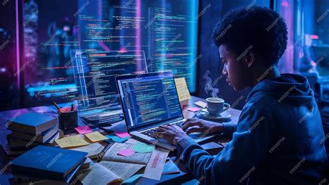 premium photo developing programmer development website design and coding technologies