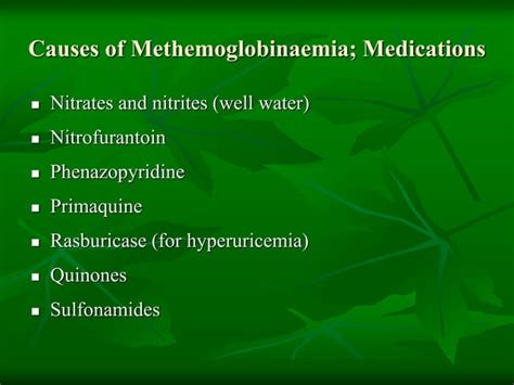 Drugs Causing Methemoglobinemia Ppt
