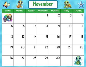 Turtle Calendars Editable By Cindy S Treasures TPT